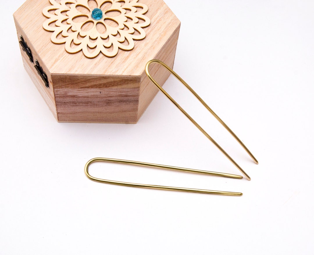 Two Simple Plain Brass Hair Pins, Brass Hair U Shape Prong, Brass Hair ...