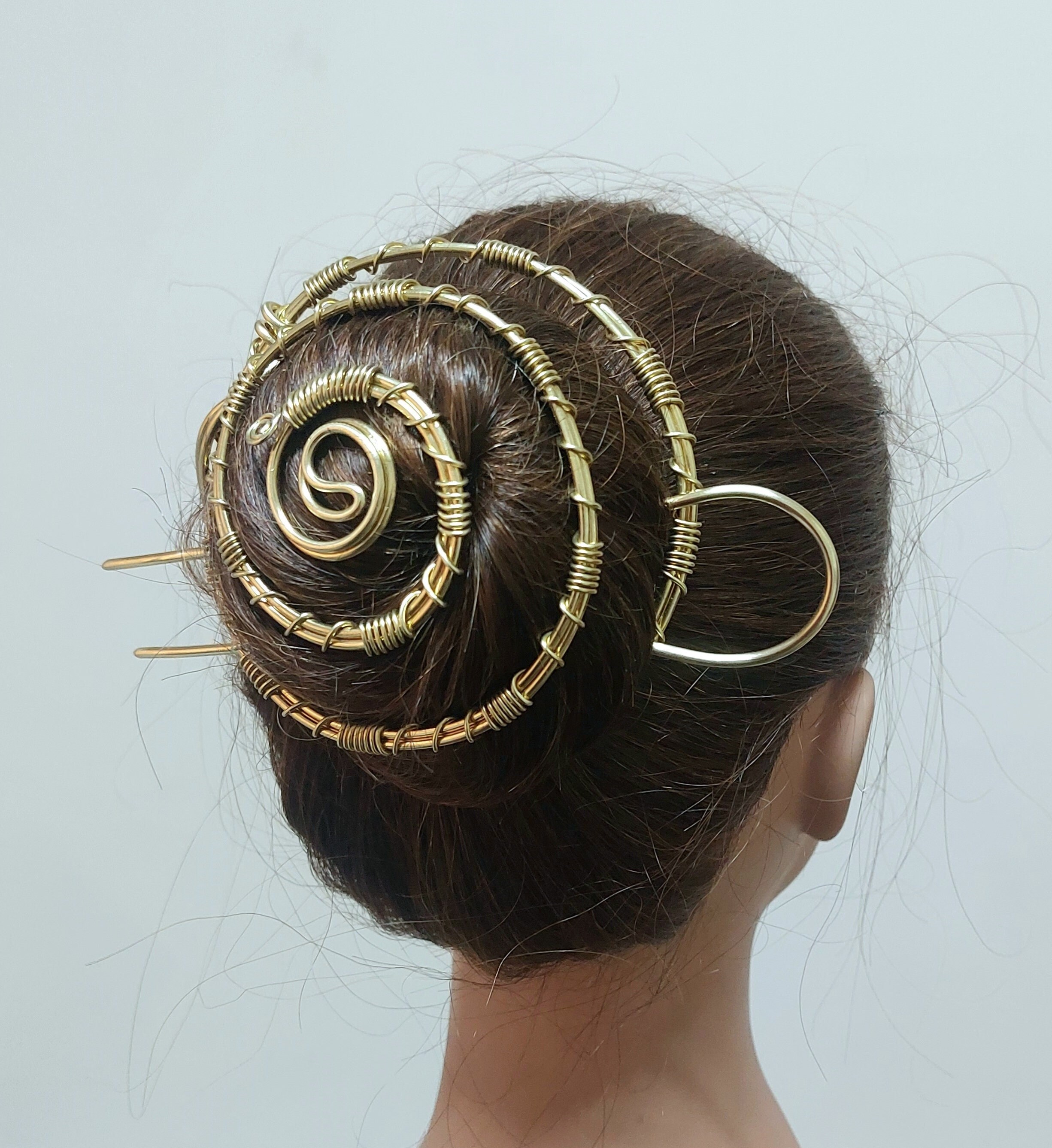 Brass Wire Spiral Bun Cage , Hair Bun Holder, Brass Hair Bun Holder ...