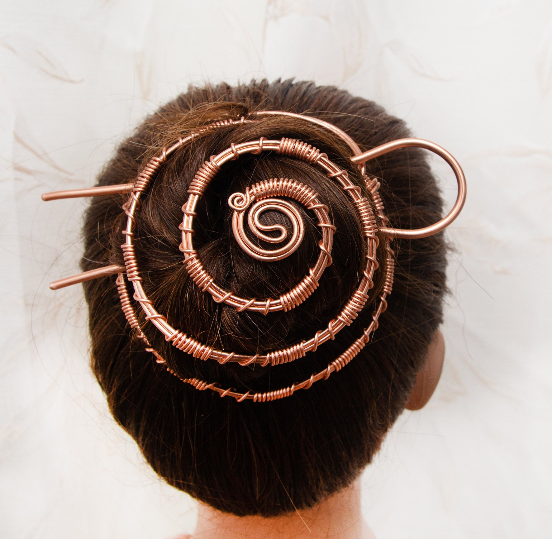 Brass Wire Spiral Bun Cage , Hair Bun Holder, Brass Hair Bun Holder ...