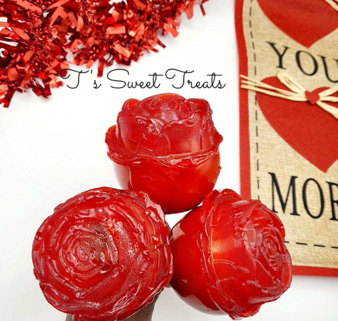 Traditional Red Hard Candy Apples With Rose Bottom (background Decor ...