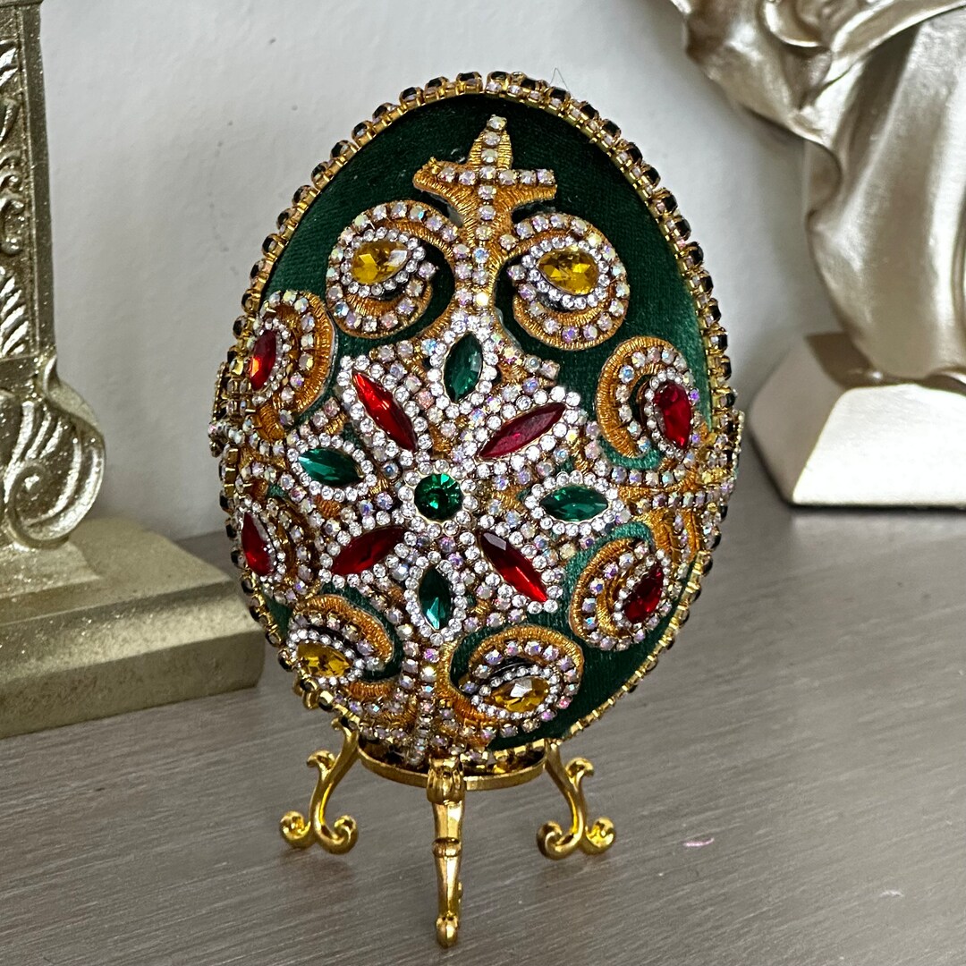 Sparkling Gemstone Easter Egg in Green Velvet 100 Mm - Etsy