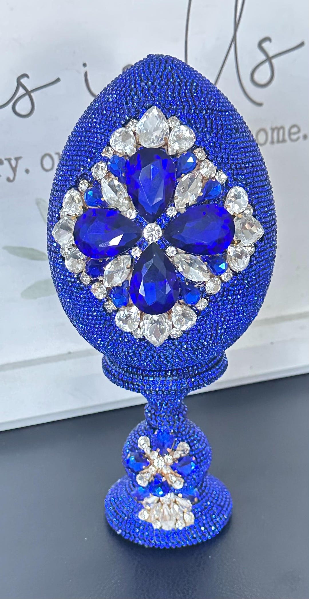 Luxury Handmade Beaded Jewel Easter Egg – 9.5” Decorative Fabergé-style ...