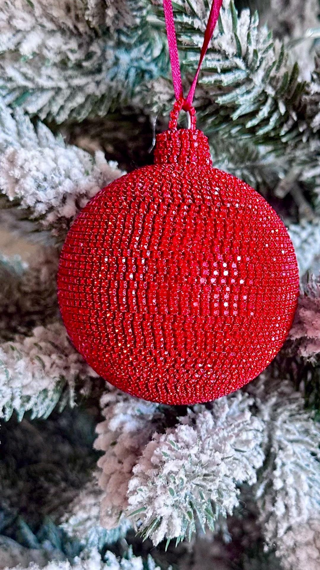 Handmade Classic Red Christmas Ornaments Fully Covered in Rhinestone ...