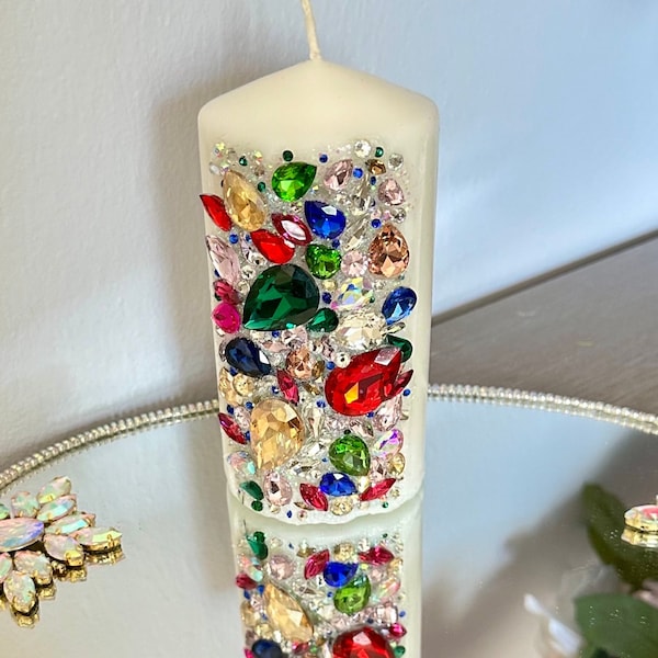 Rhinestone Candle - Etsy