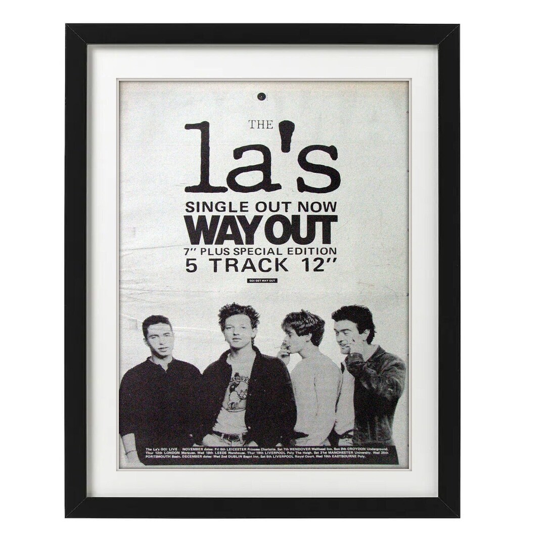 THE LA'S Framed Advert Way Out UK Single 1987 Original Press Ad Black ...