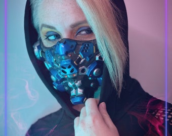 Half Face Mask Gothic Spikes Halloween Cosplay Convention Cyberpunk ...