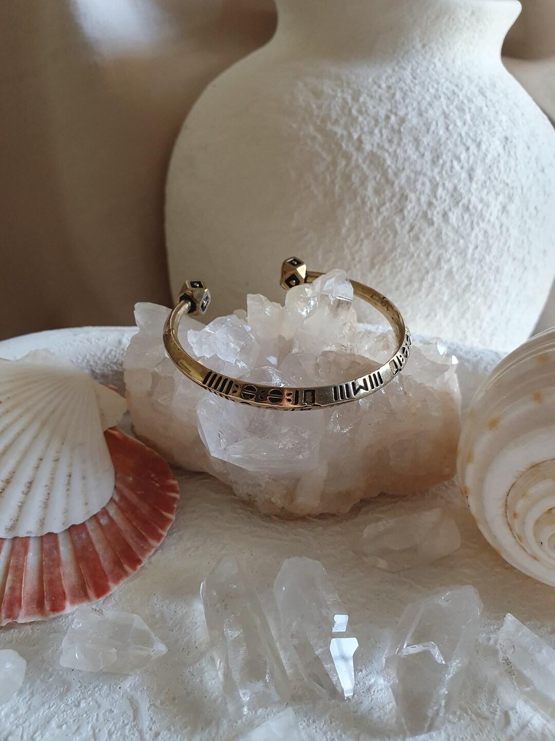 ZARIA Solid Brass Bracelet, Gypsy Tribal Boho Bangle, Handmade Gold ...