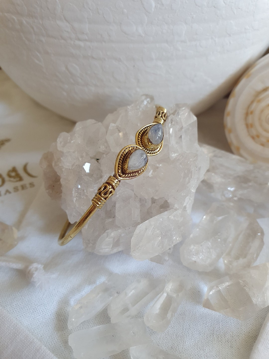 Moonstone Gold Bracelet, Gypsy Bangle, Gemstone Jewelry, Boho Gypsy ...