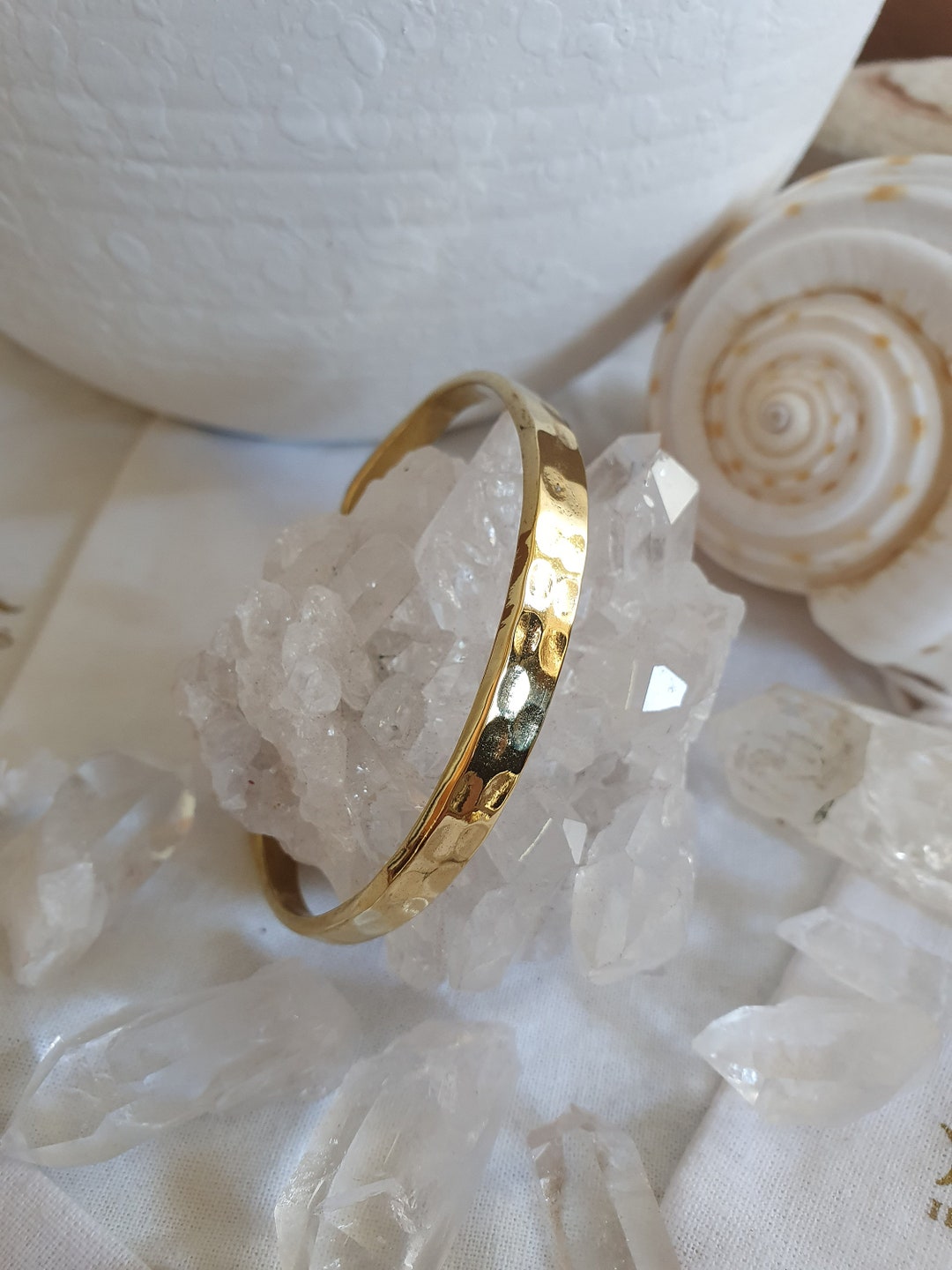 Deva⊹ Gold Hammered Delicate Bracelet, Gypsy Bangle, Boho Brass ...