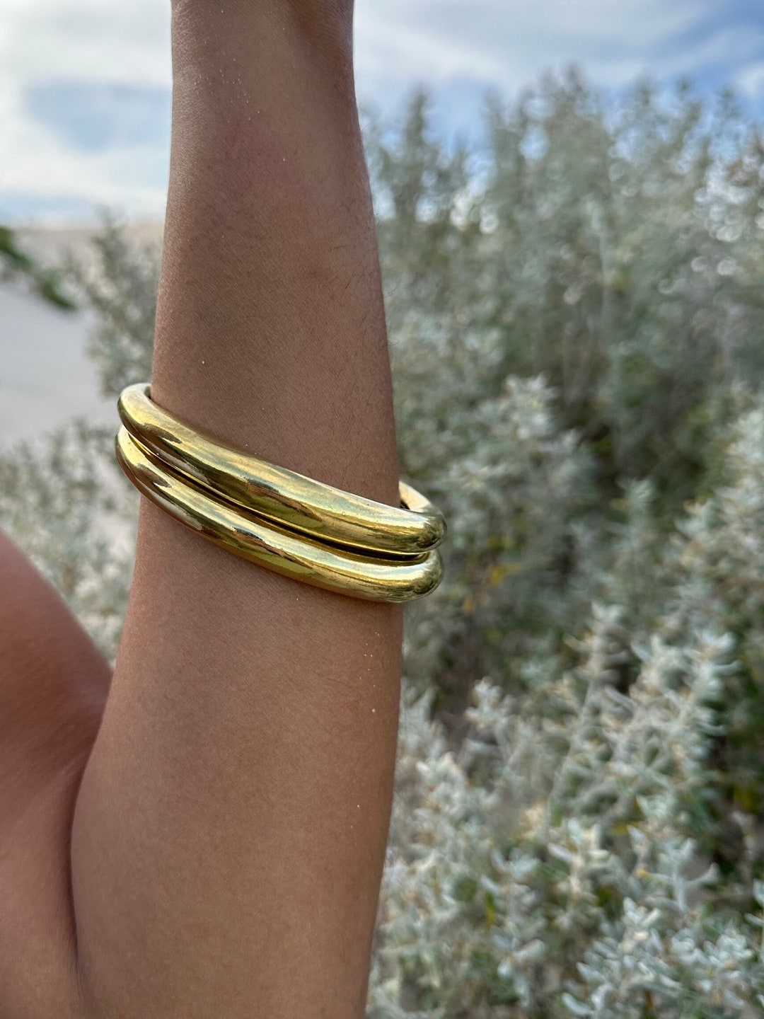 Unisex Gold Bracelet, Gypsy Bangle, Boho Bracelet, Handmade Brass ...