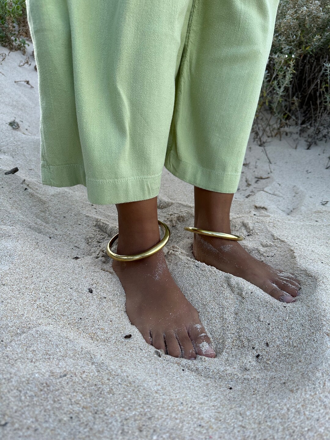 Ankle Bangle Gold Bracelet, Arm Bangle, Gypsy Boho Bracelet, Handmade ...