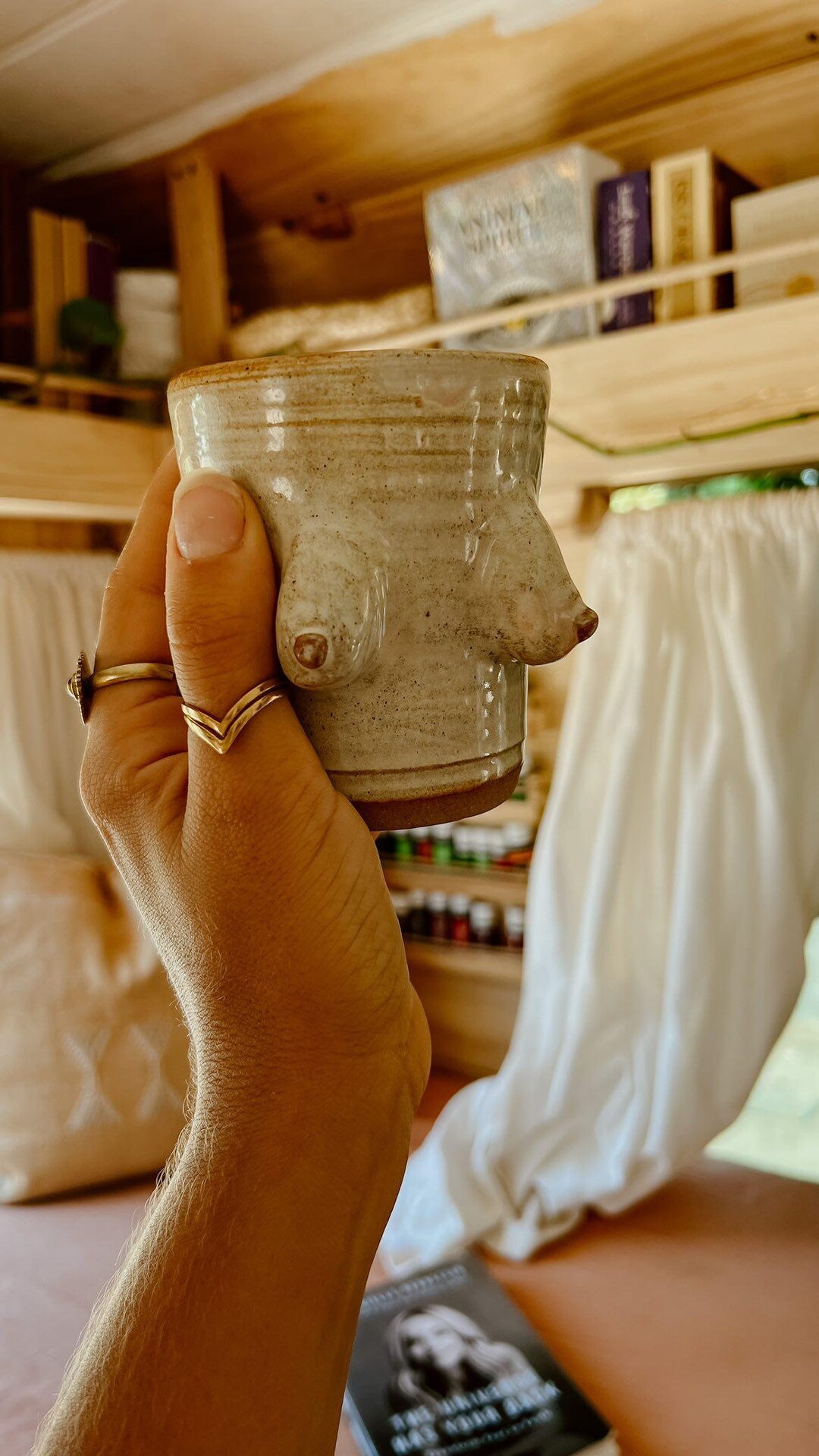 Tiara⊹ Gold Brass Stackable Thumb Ring, Handmade Delicate Dainty Fine ...