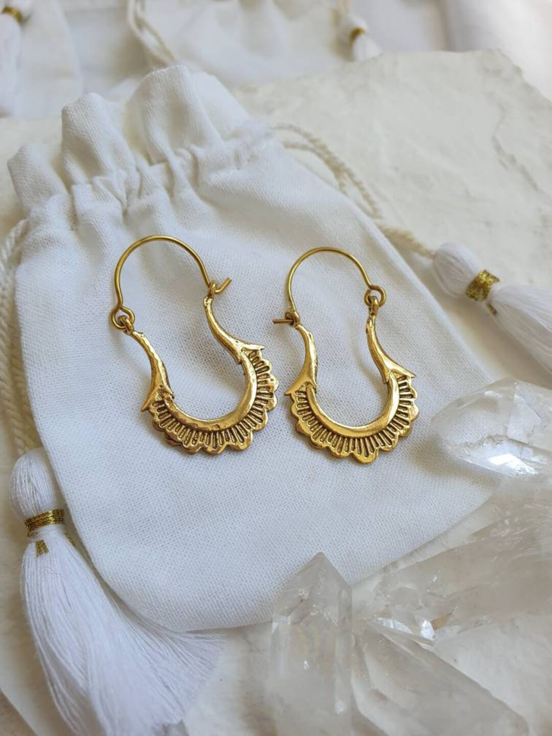 Delicate Solid Brass Hoop Earrings, Gold Earrings, Handmade Gypsy ...