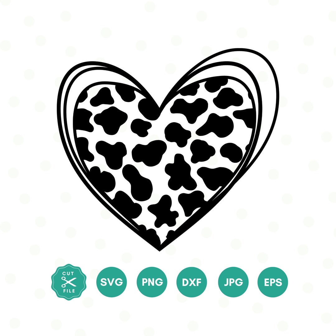 Animal Print Heart Svg, Leopard Heart Doodle Svg, Heart SVG, Valentine ...