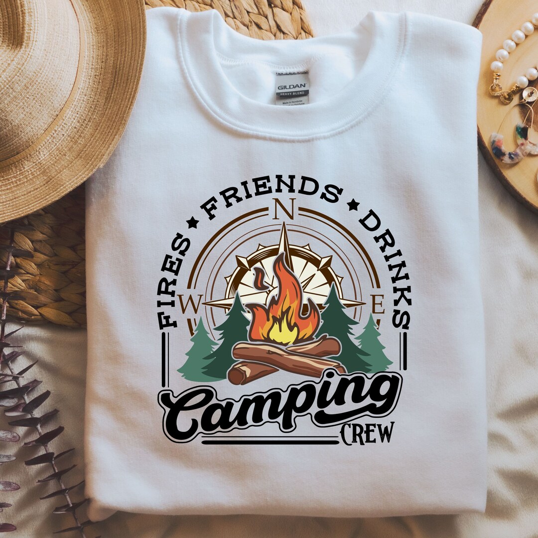 Friends Fires Drinks Camping Crew PNG, Camping Crew Png, Campfire Png ...