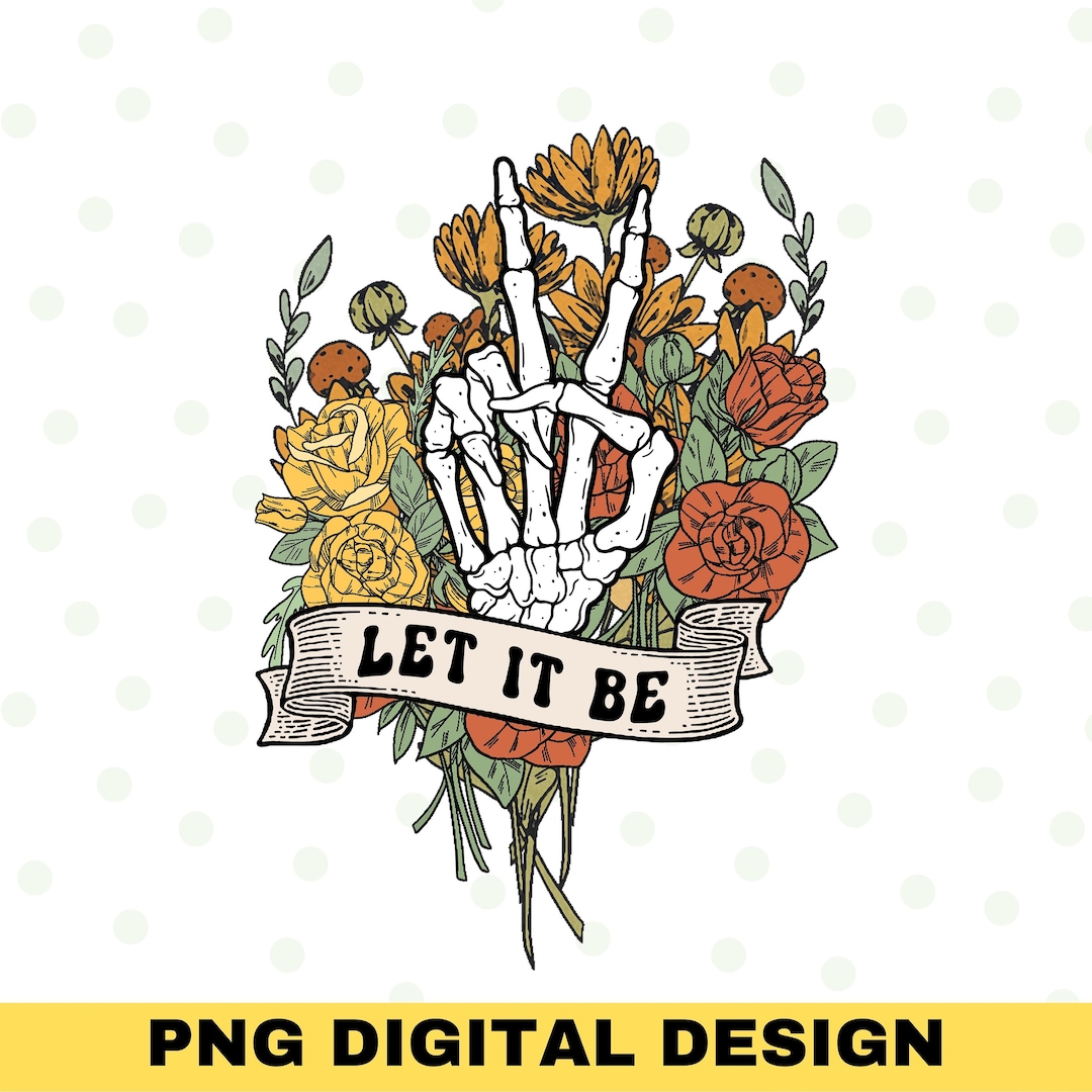 Skeleton Peace Hand Png, Vintage Skeleton, Flower Png, Sublimation ...