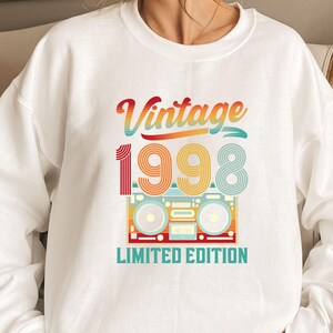Vintage 1998 Svg, 1998 Shirt Svg, Limited Edition, Birthday Decor ...