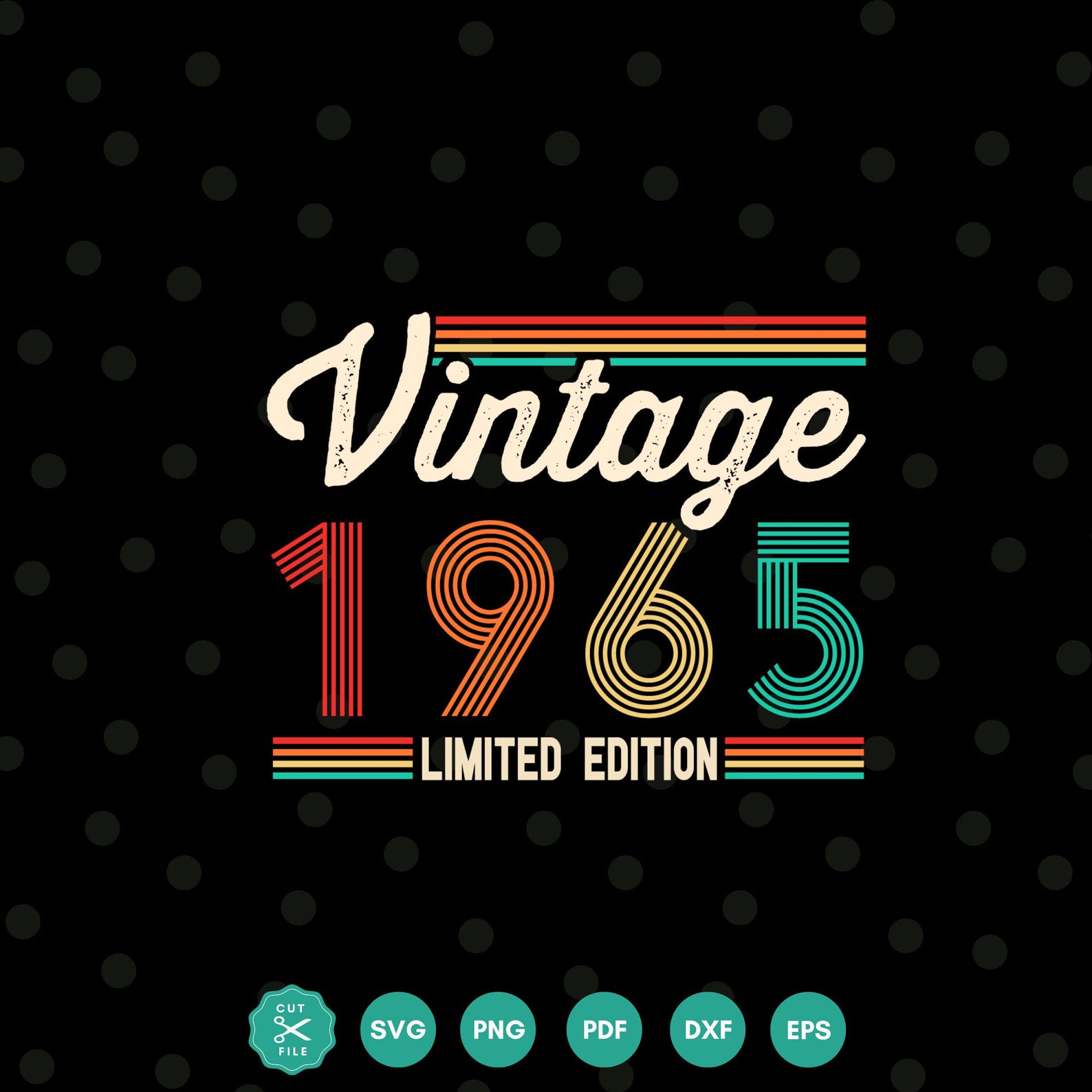 Vintage 1965 Svg, Retro 60th Birthday Gift, 60th Birthday Svg, 1965 ...