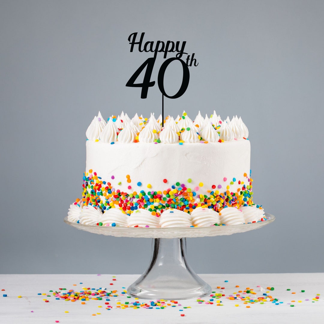Happy 40th Anniversary Cake Topper SVG, 40th Birthday Svg, Digital Cutting File, Clipart in Eps ...
