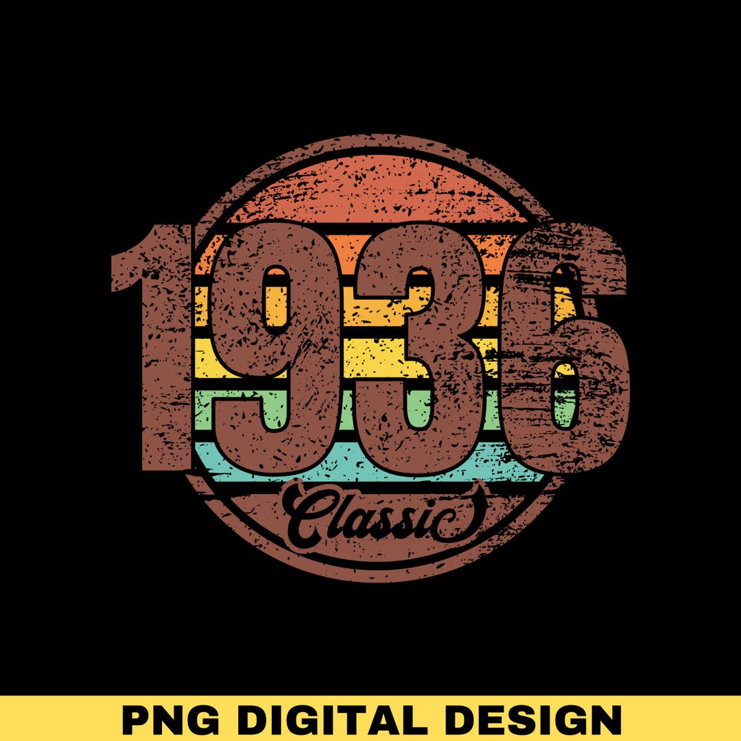1936 Classic Png, Vintage 1936 Shirt Png, 1936 Birthday Gift, 1936 ...