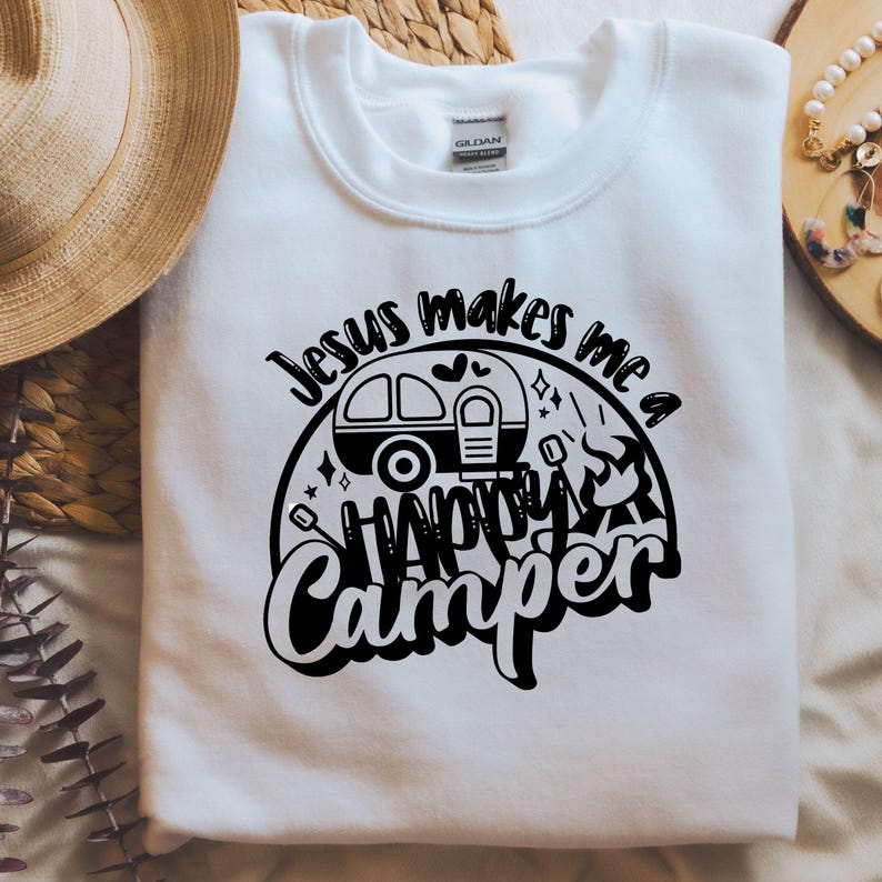 Happy Camper Svg, Jesus Camping Svg, Camping Svg, Camper, Adventure Svg ...