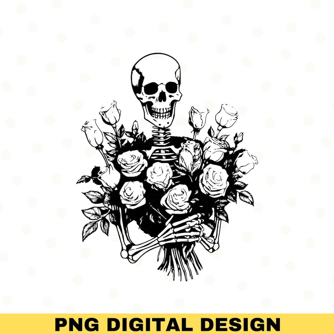 Skeleton Holding Roses Png, Floral Skeleton Png, Skeleton Clipart ...