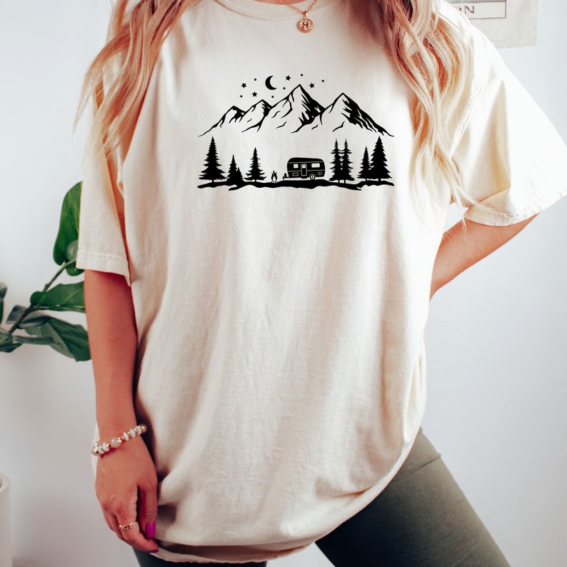 Camper SVG Camper in Woods Camper With Campfire Svg Pine - Etsy