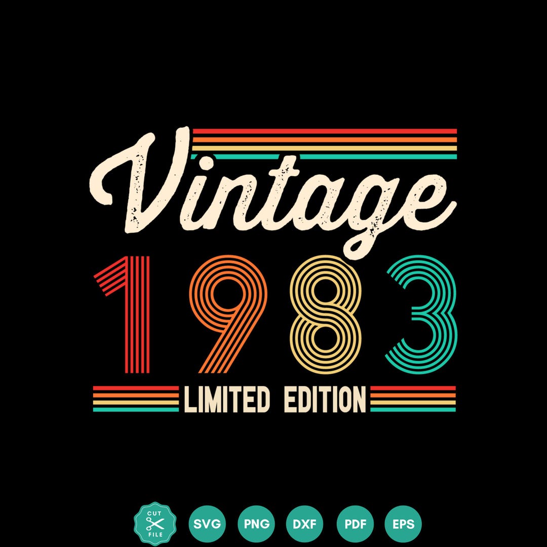 Vintage 1983 Svg, Retro 1983 Birthday Gift, 1983 Birthday Svg, 1983 ...