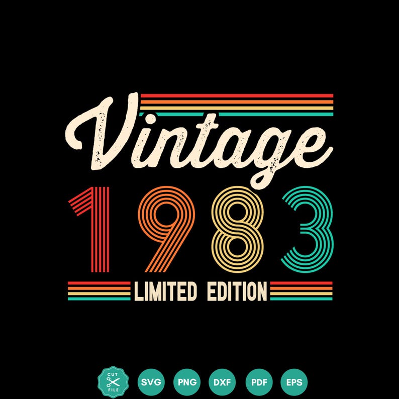 Vintage 1983 Svg, Retro 1983 Birthday Gift, 1983 Birthday Svg, 1983 ...