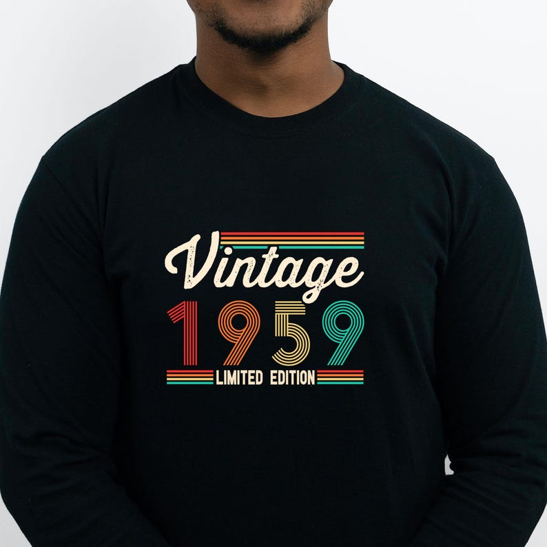 Vintage 1959 Svg, Retro Birthday Gift, 1959 Shirt Svg, Birthday Deco ...