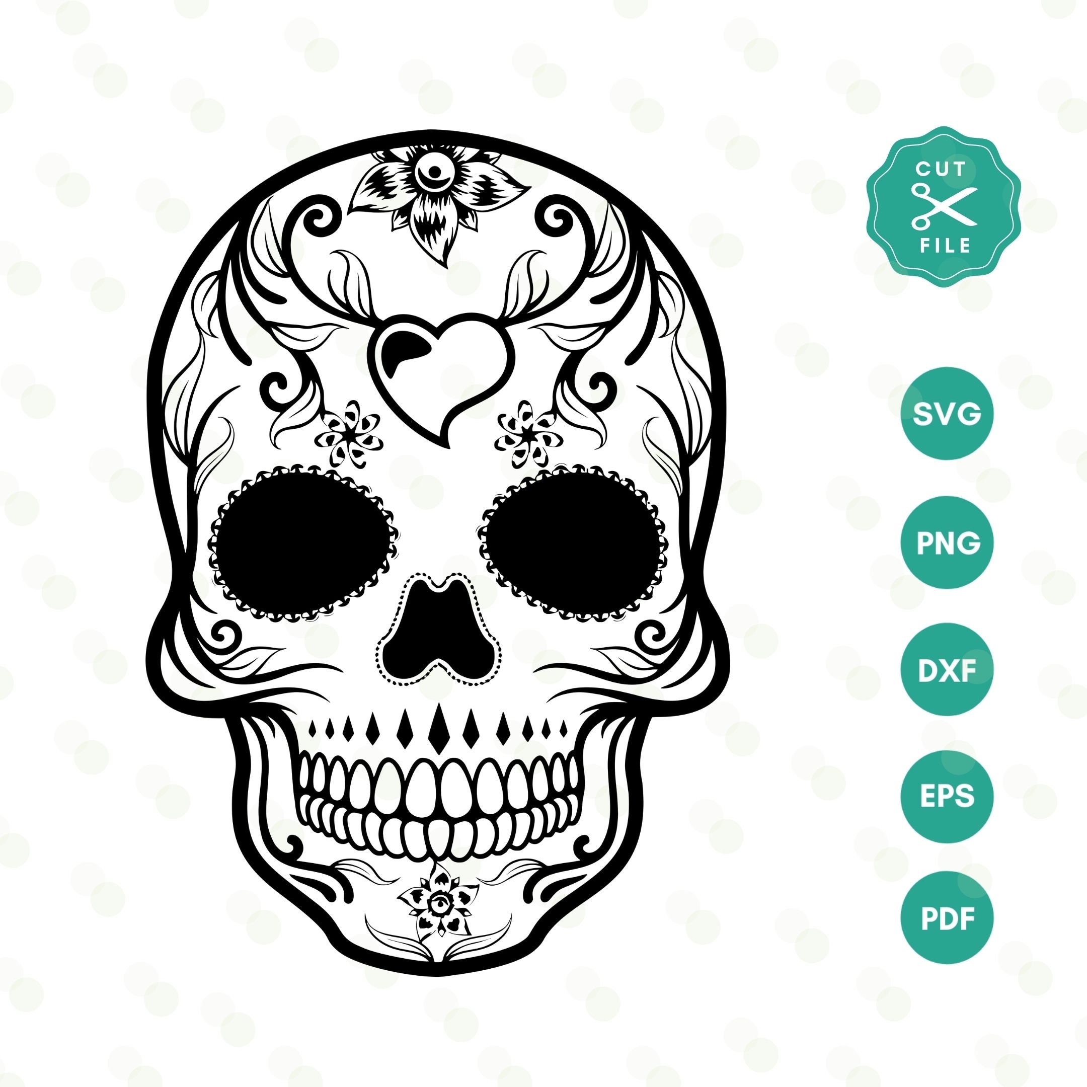 Heart Skull Svg, Skull Png, Svg Files for Cricut, Svg Cut Files, Sugar ...