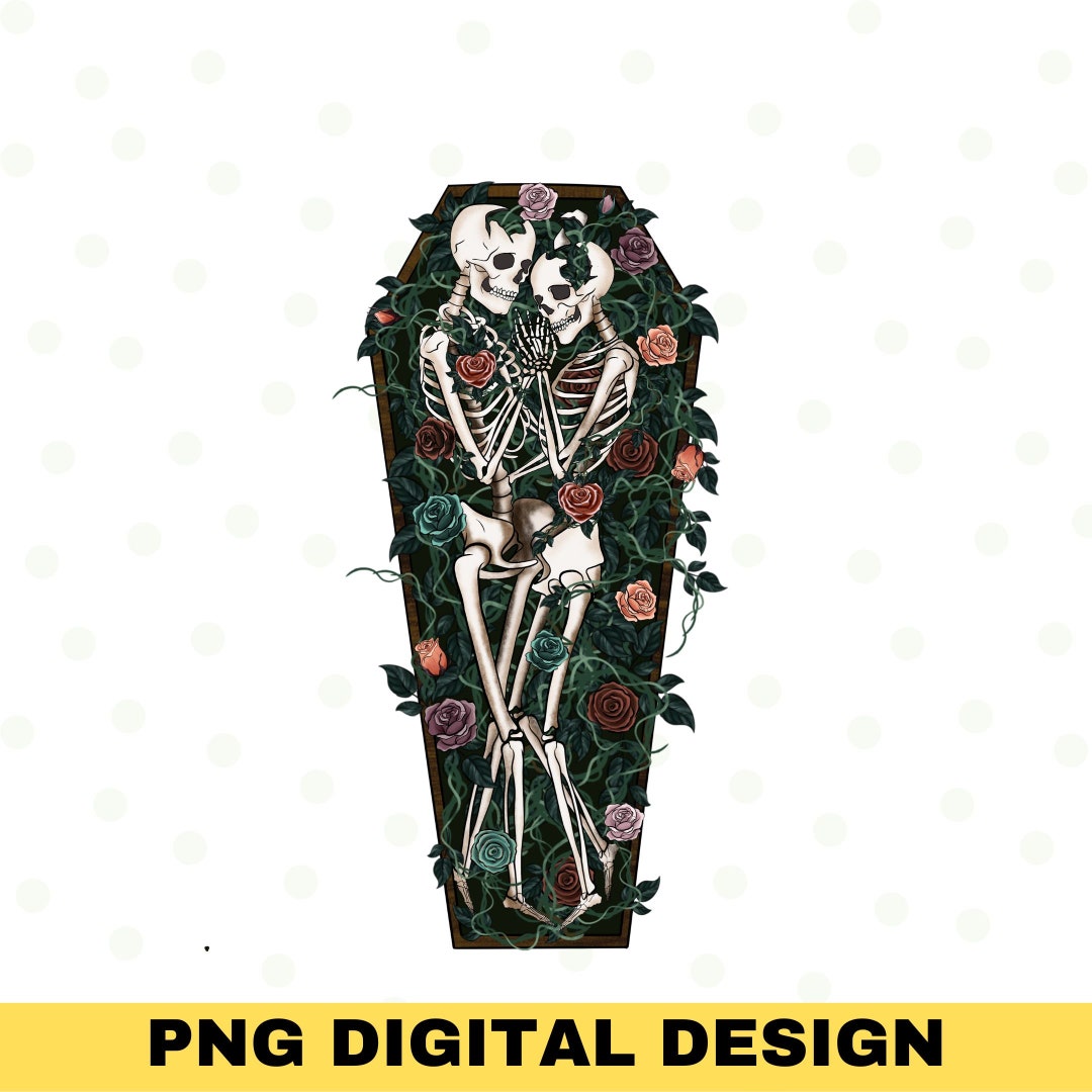 Christmas Skeleton Couple in Coffin Png, Christmas Skeleton Png ...