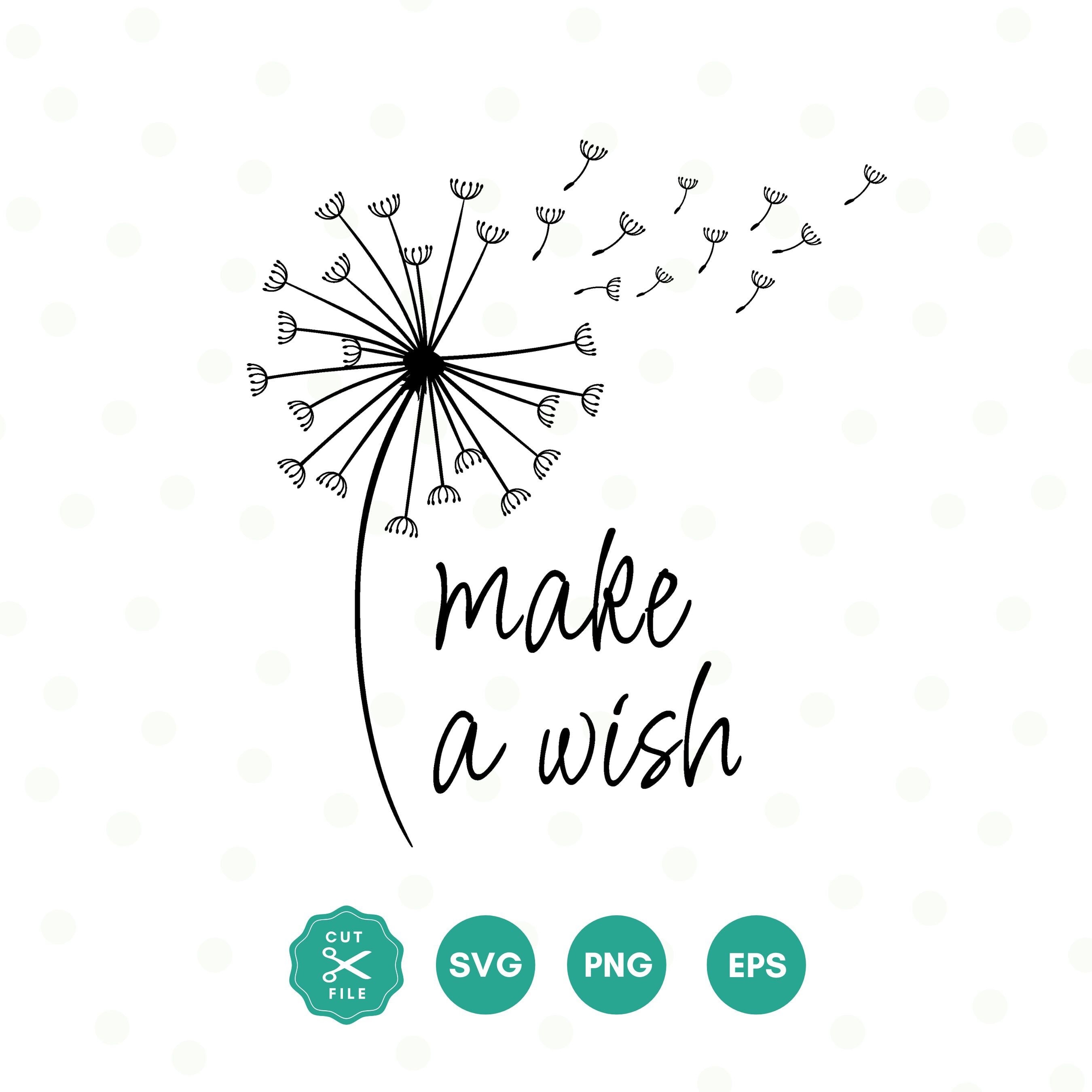 Make a Wish Svg, Dandelions Svg, Wildflower Svg, Floral SVG, Minimalist ...