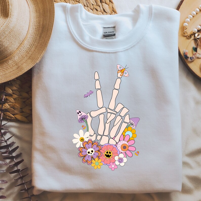Skeleton Peace Hand Png Flower Skull Png Pastel Png - Etsy