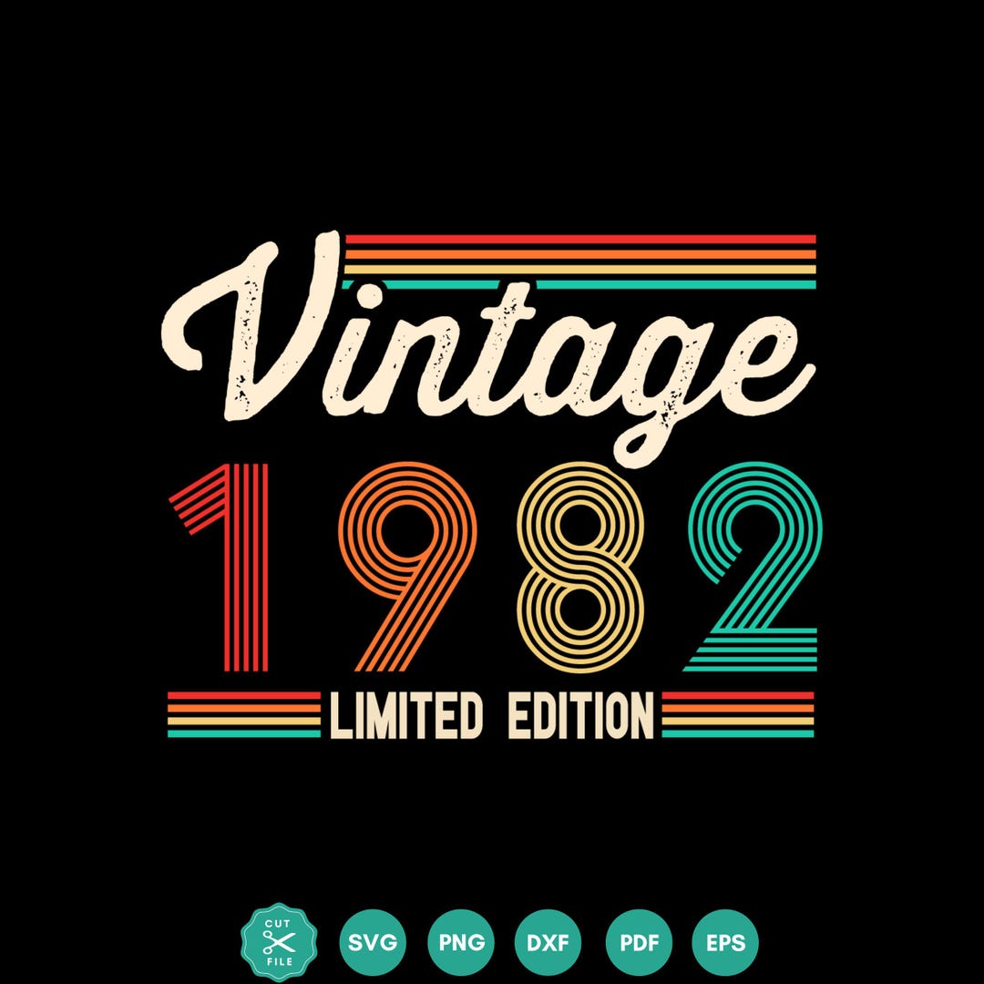 Vintage 1982 Svg, Retro 1982 Birthday Gift, 1982 Birthday Svg, 1982 ...