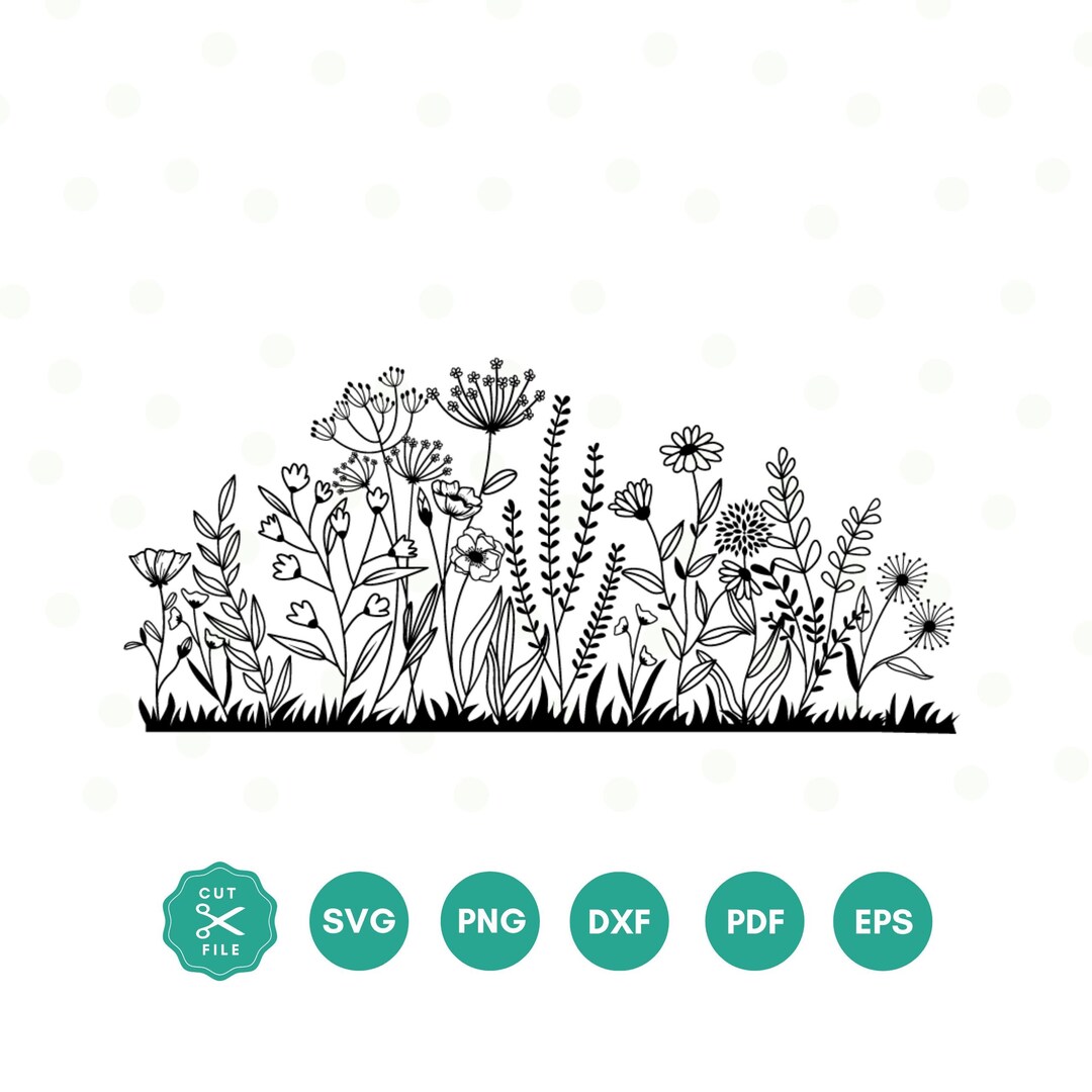 Wildflower Svg, Flower Meadow Svg, Flower SVG, Minimalist Flower Png ...