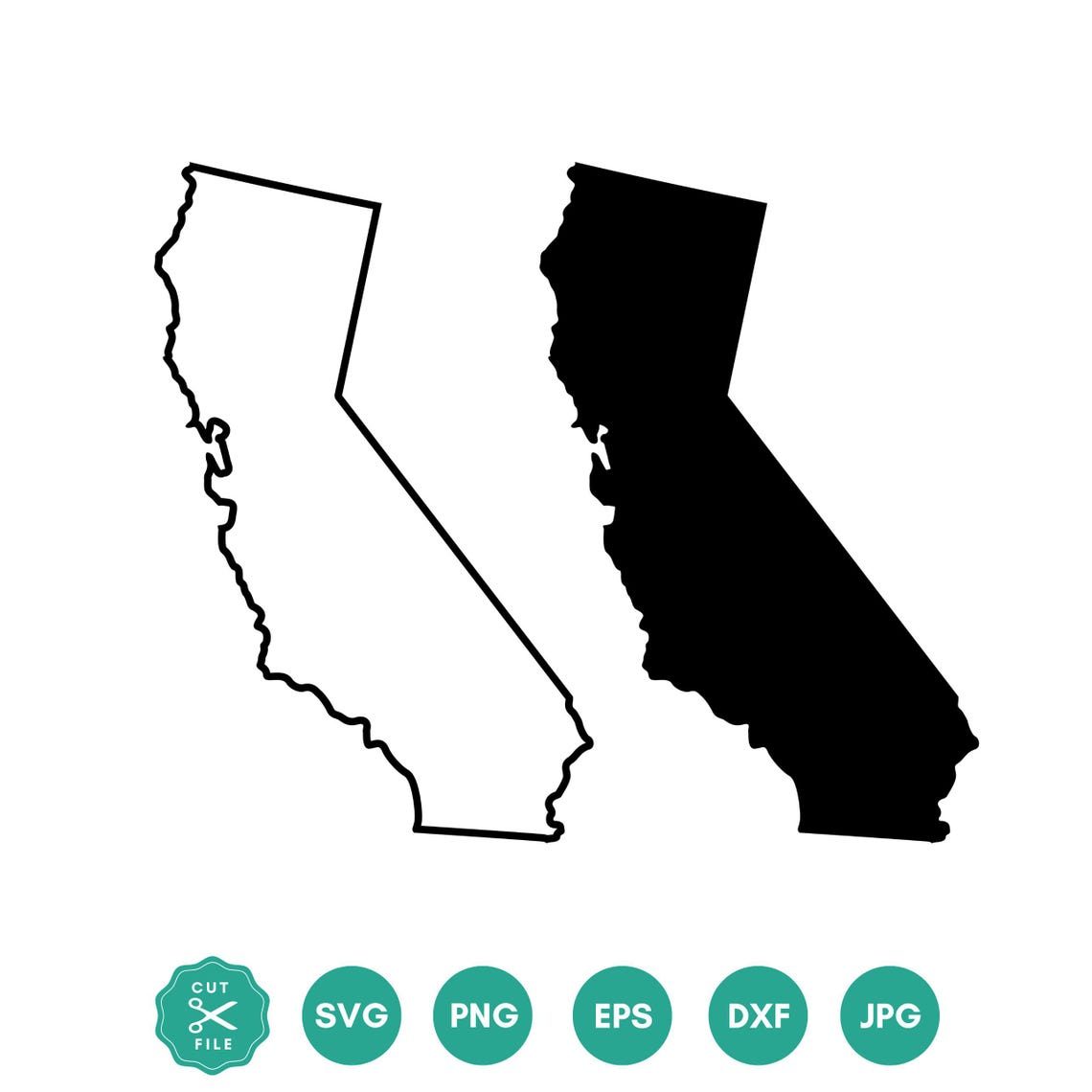 California Outline Solid SVG File, California Cut File, United States ...