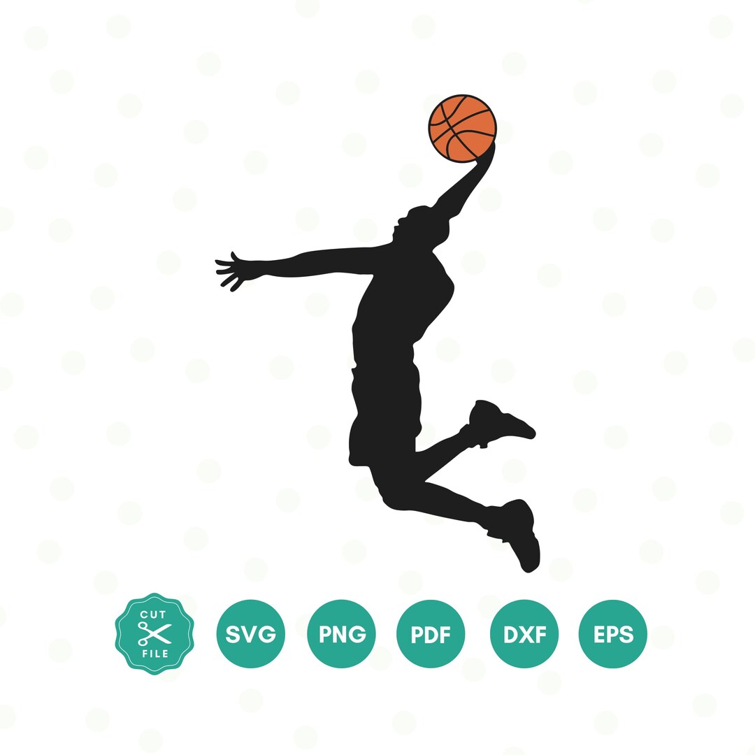 Basketball Player Ball Contour, Dunk Shot, Basketball Player, Svg, Dxf ...