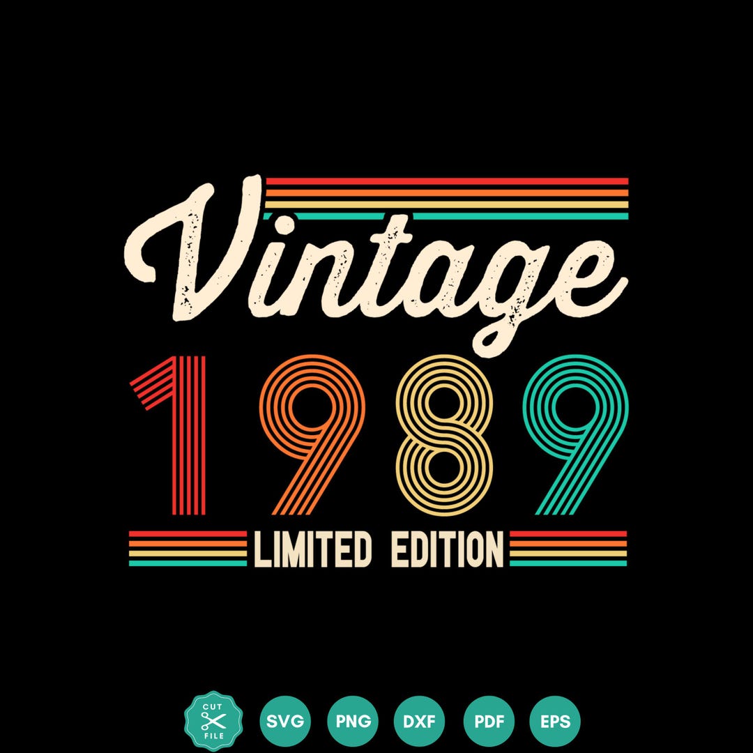 Vintage 1989 Svg, Retro 1989 Birthday Gift, 1989 Birthday Svg, 1989 ...