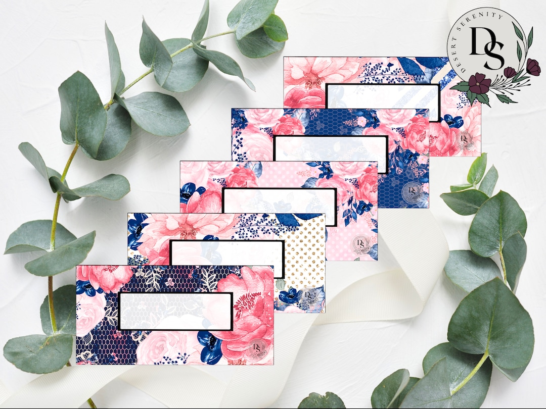 Pink Floral Printable Cash Envelopes With Transaction Tracker, Cash ...