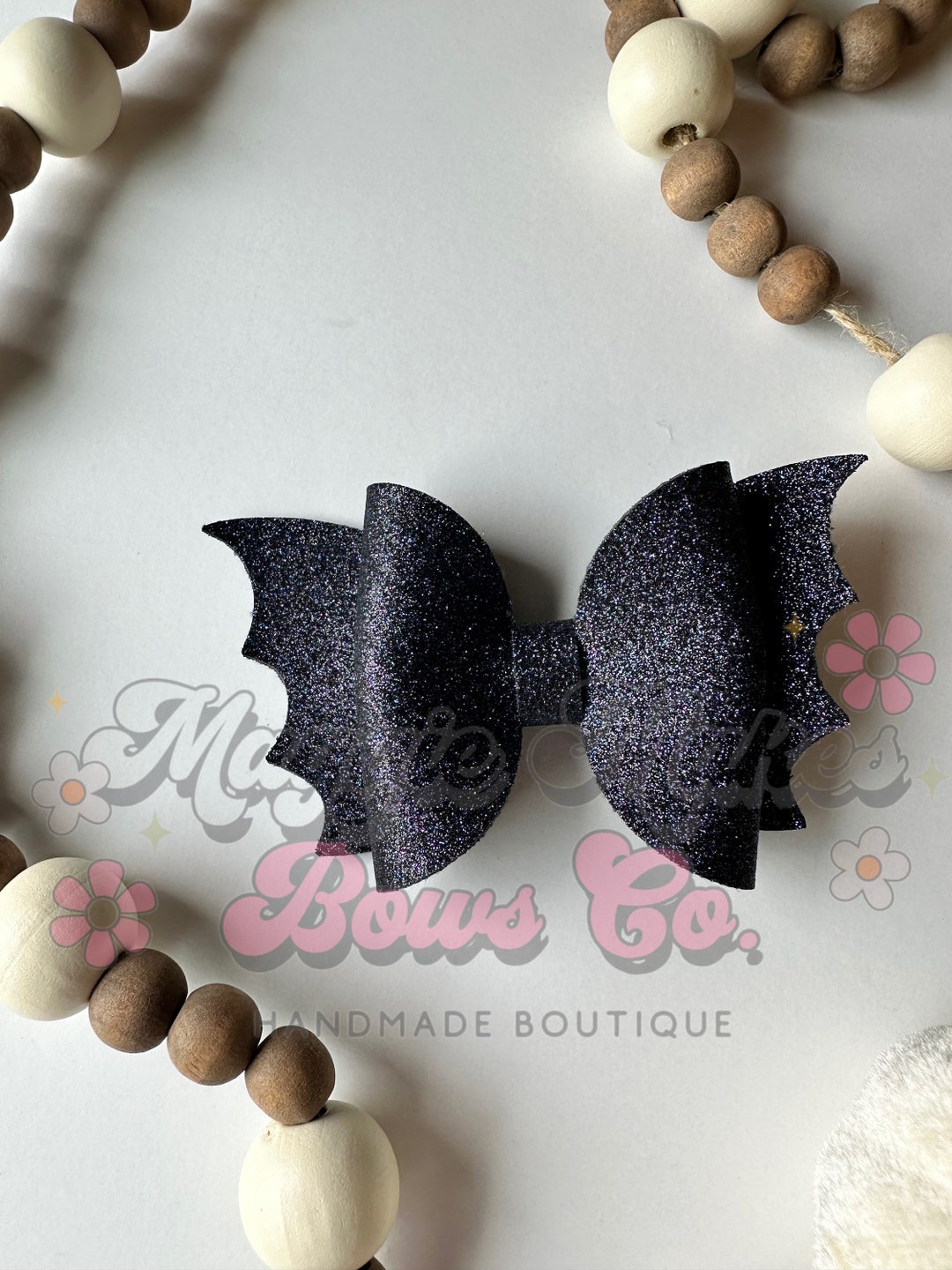 Glitter Bat Halloween Bow, Bat Bows, Faux Leather Bow, Halloween Bows ...