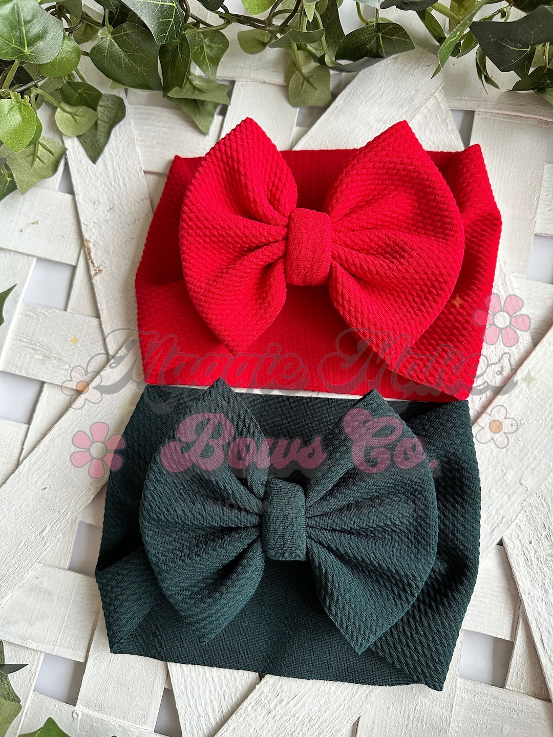 Christmas Headwrap, Christmas Bows, Christmas Solid Bows, Emerald Bows ...