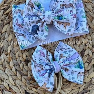 Zoo Animals Bow Watercolor Animals Headwrap Bows Zoo - Etsy