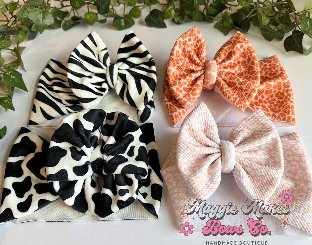Zoo Animals Bow, Animal Print Headwrap Bows, Zoo Headwraps, Zoo Animals ...