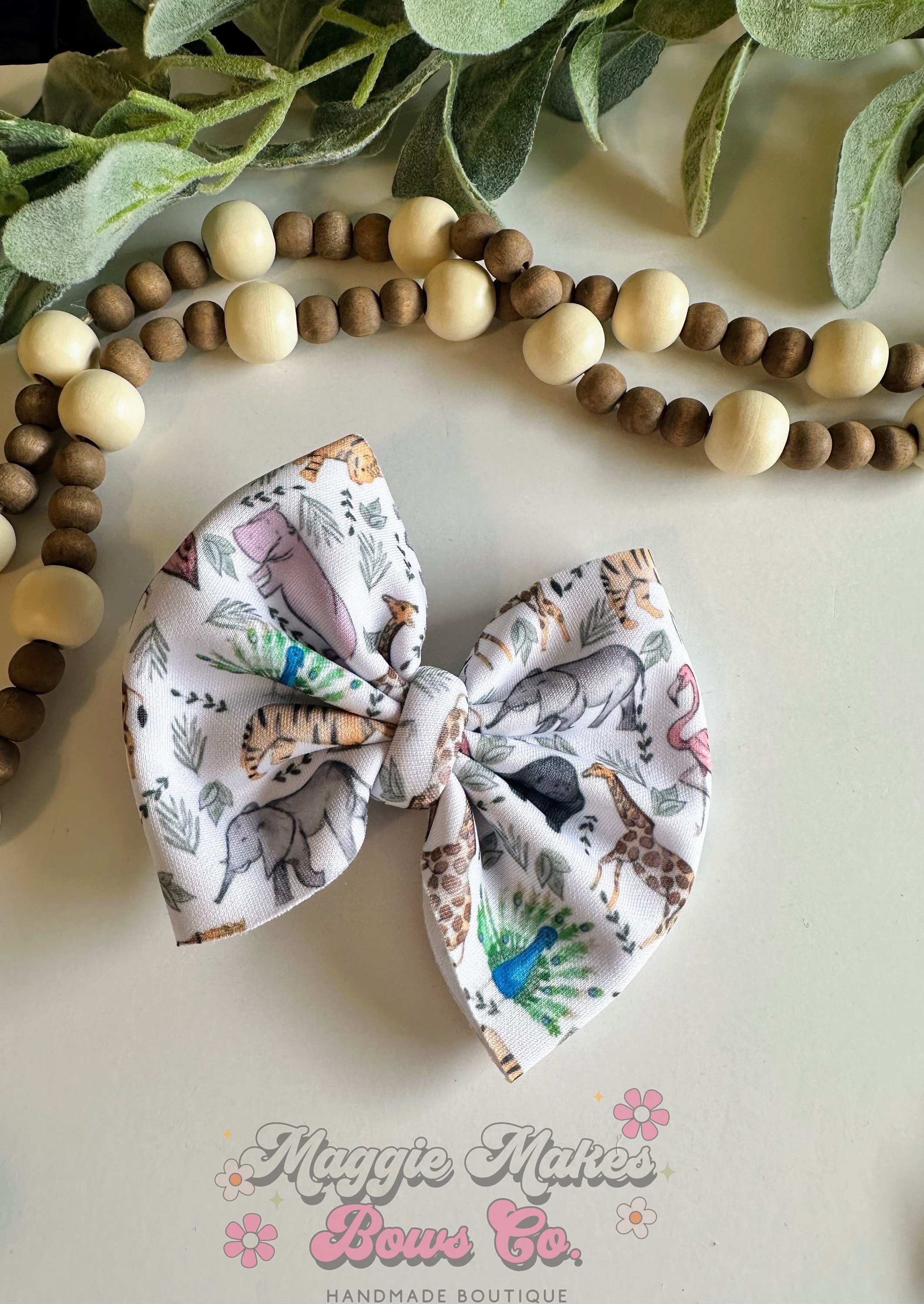Zoo Animals Bow, Watercolor Animals Headwrap Bows, Zoo Headwraps, Zoo ...