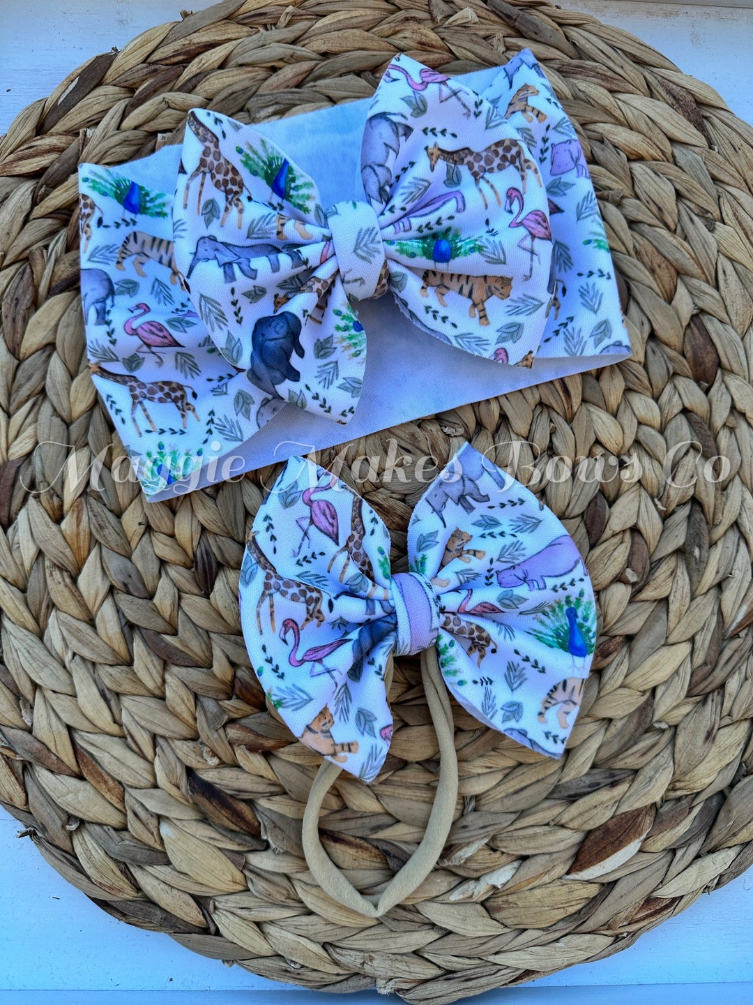 Zoo Animals Bow Watercolor Animals Headwrap Bows Zoo - Etsy
