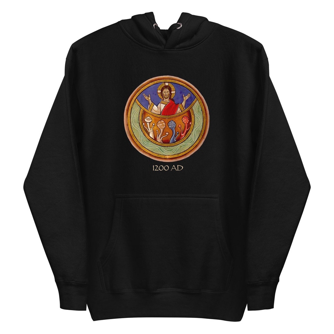 Jesus Mushroom Art From 1200 AD Hoodie | Mushrooms in Christianity ...