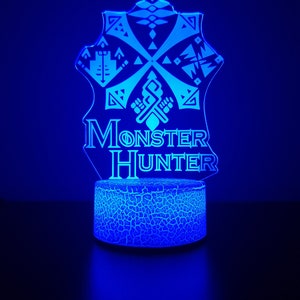 Monster Hunter Guild Emblem 16 Color Changing LED Light Acrylic; USB ...