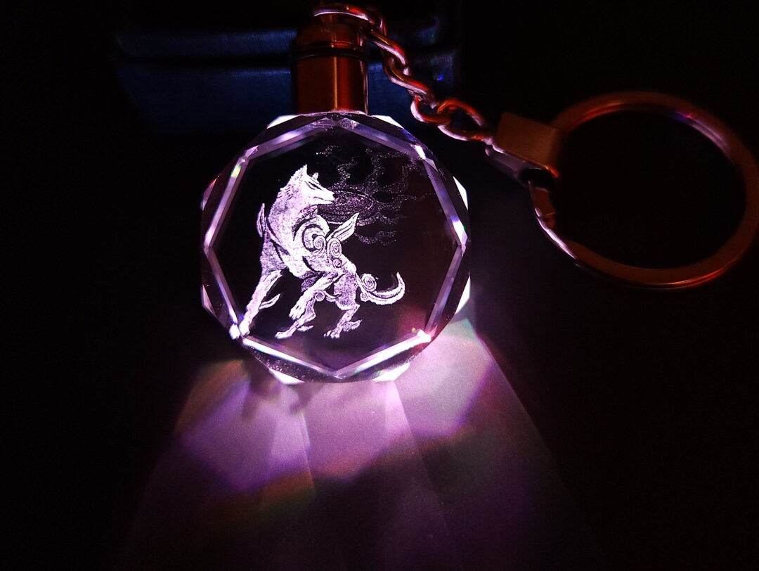 Okami Amaterasu Color Changing LED Premium Crystal Laser Engraved 2D ...