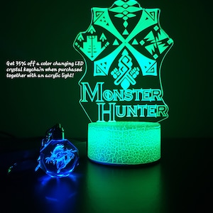 Monster Hunter Guild Emblem 16 Color Changing LED Light Acrylic; USB ...